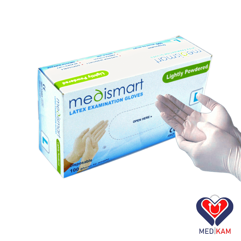 دستکش لاتکس کم پودر مدی اسمارت Medismart - فروشگاه اینترنتی مدیکام